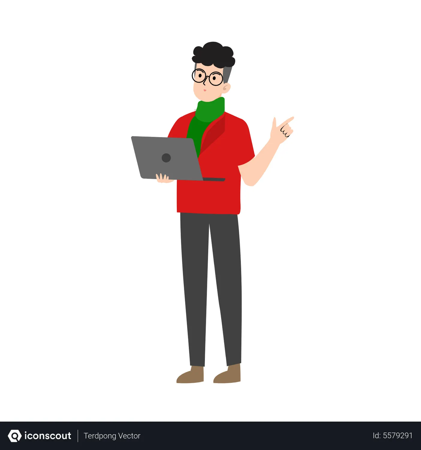 Free Businessman using a laptop Animated Illustration download in JSON ...