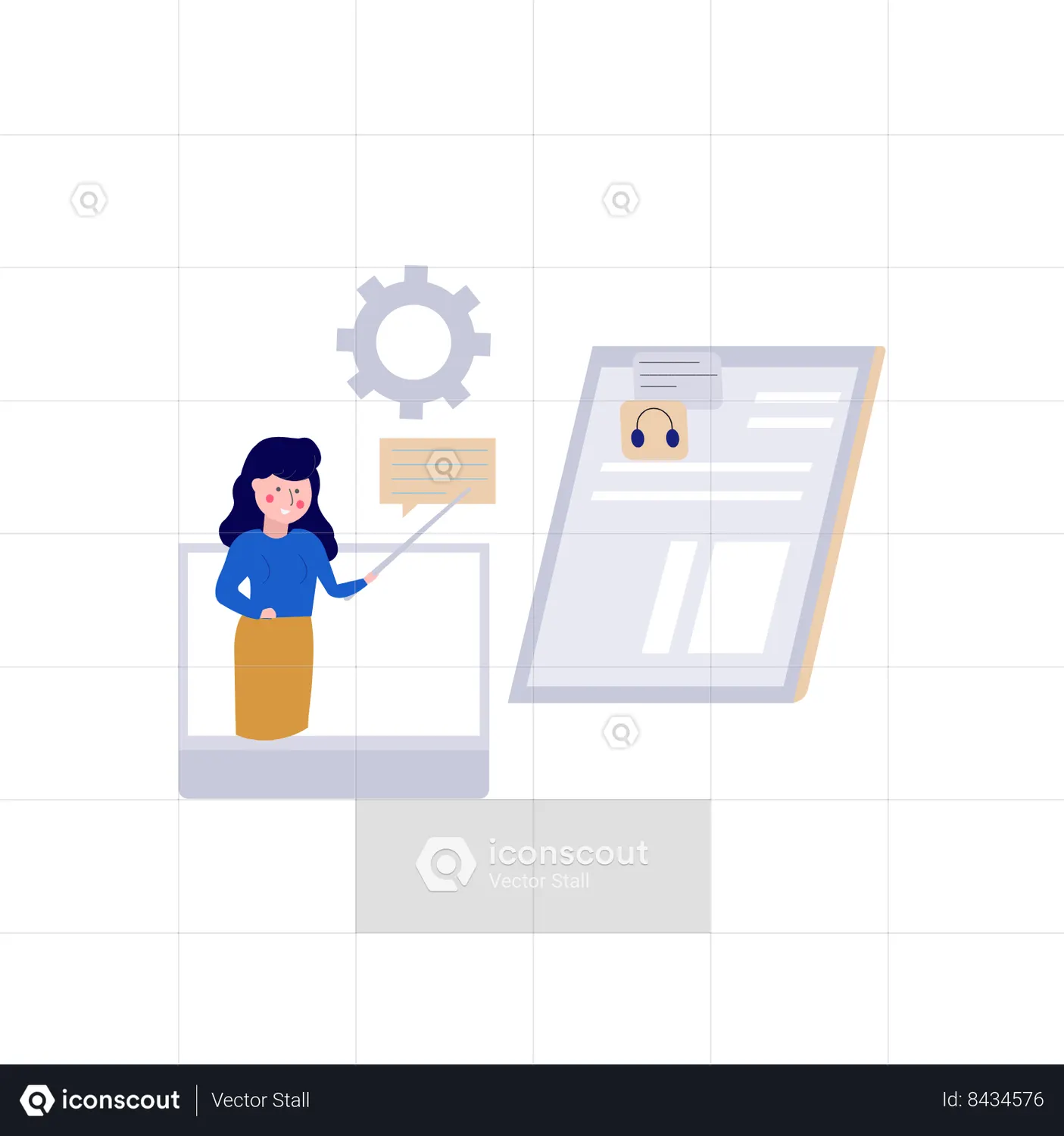 A girl is teaching online Animated Illustration download in JSON ...