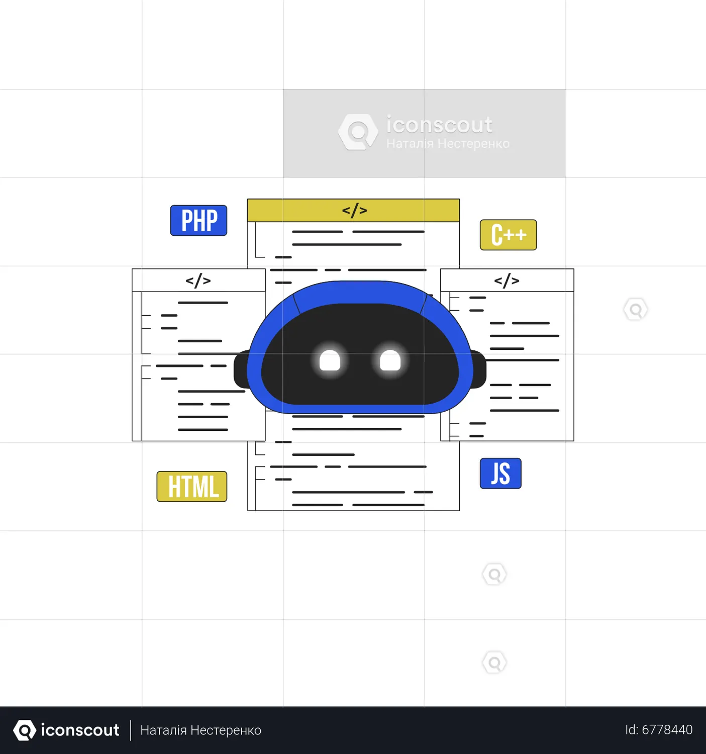 Ai Assisted Programming Animated Illustration Download In Json Lottie Or Mp4 Format