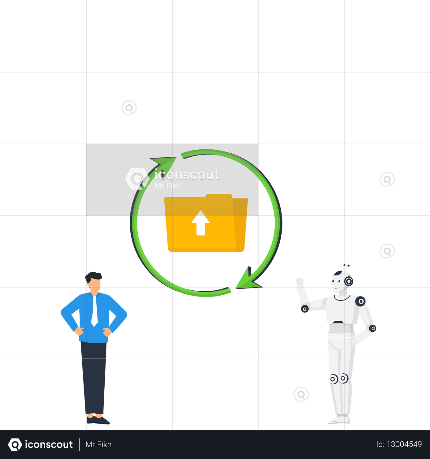 AI Robot and Businessman with Upload and Circular Arrows Animation by ...