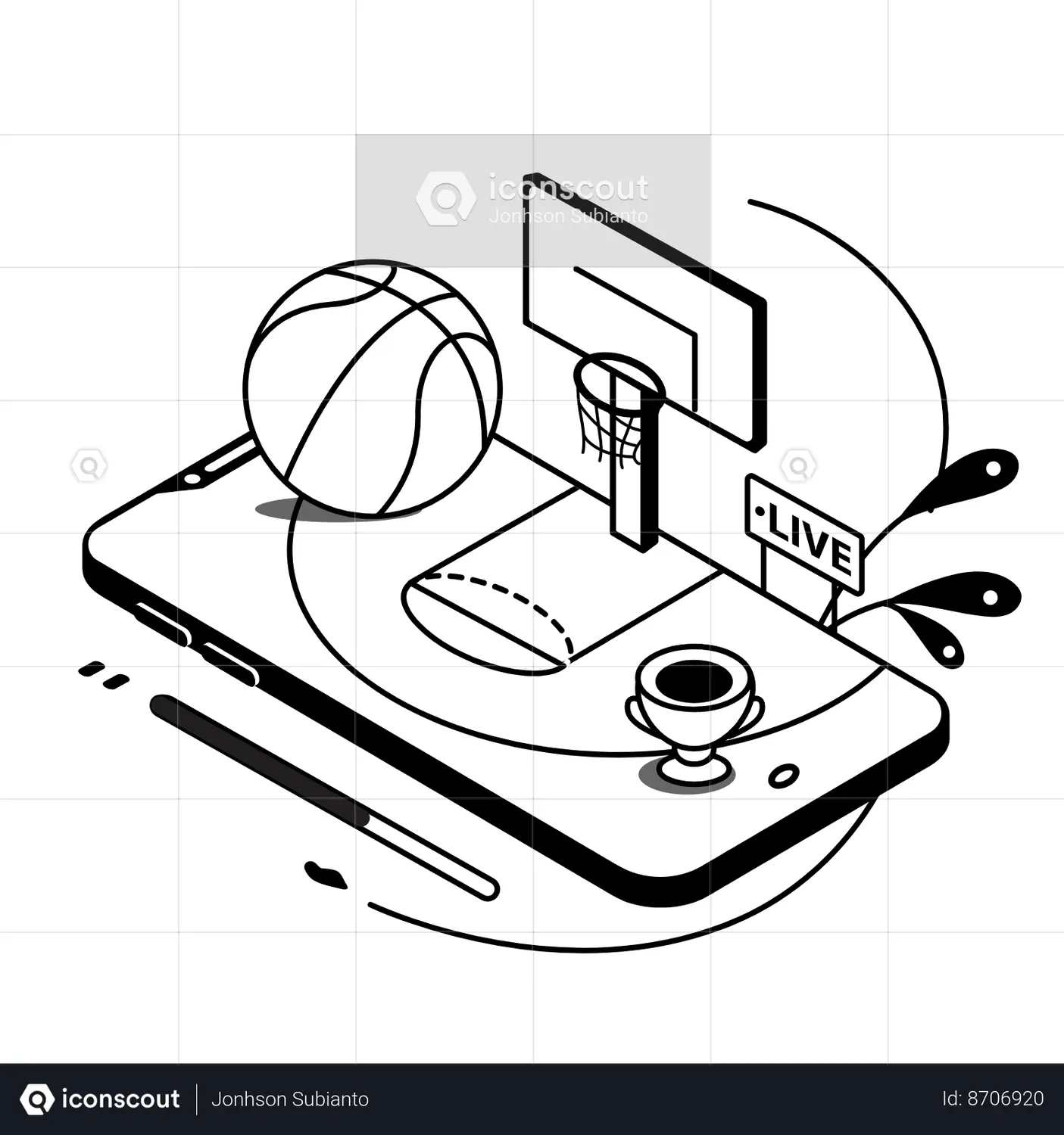 Basketball Live Streaming Animated Icon Download In JSON LOTTIE Or MP4 basketball-live-streaming-animated-icon-download-in-json-lottie-or-mp4