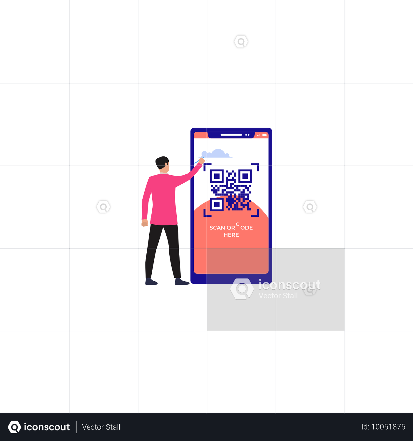 boy is looking at QR code Animation by Vector Stall | LottieFiles