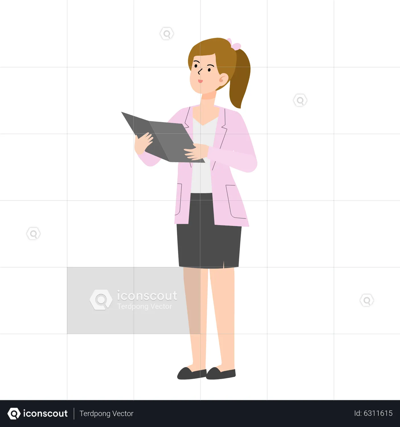 Businesswoman Animated Illustration download in JSON, LOTTIE or MP4 format