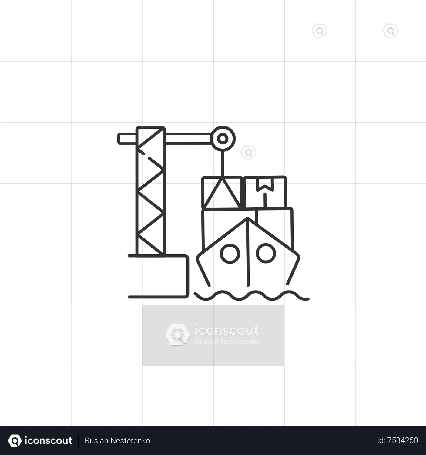 Cargo loading and unloading in container ship Animated Icon download in JSON, LOTTIE or MP4 format