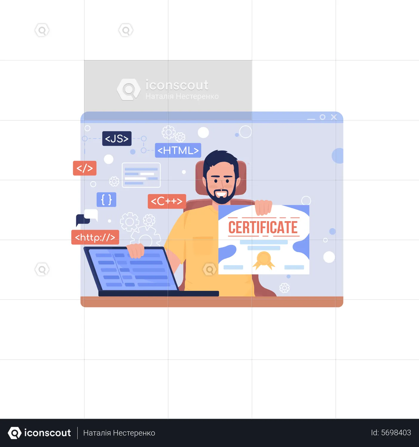 Coding Course Certificate Animated Illustration Download In Json