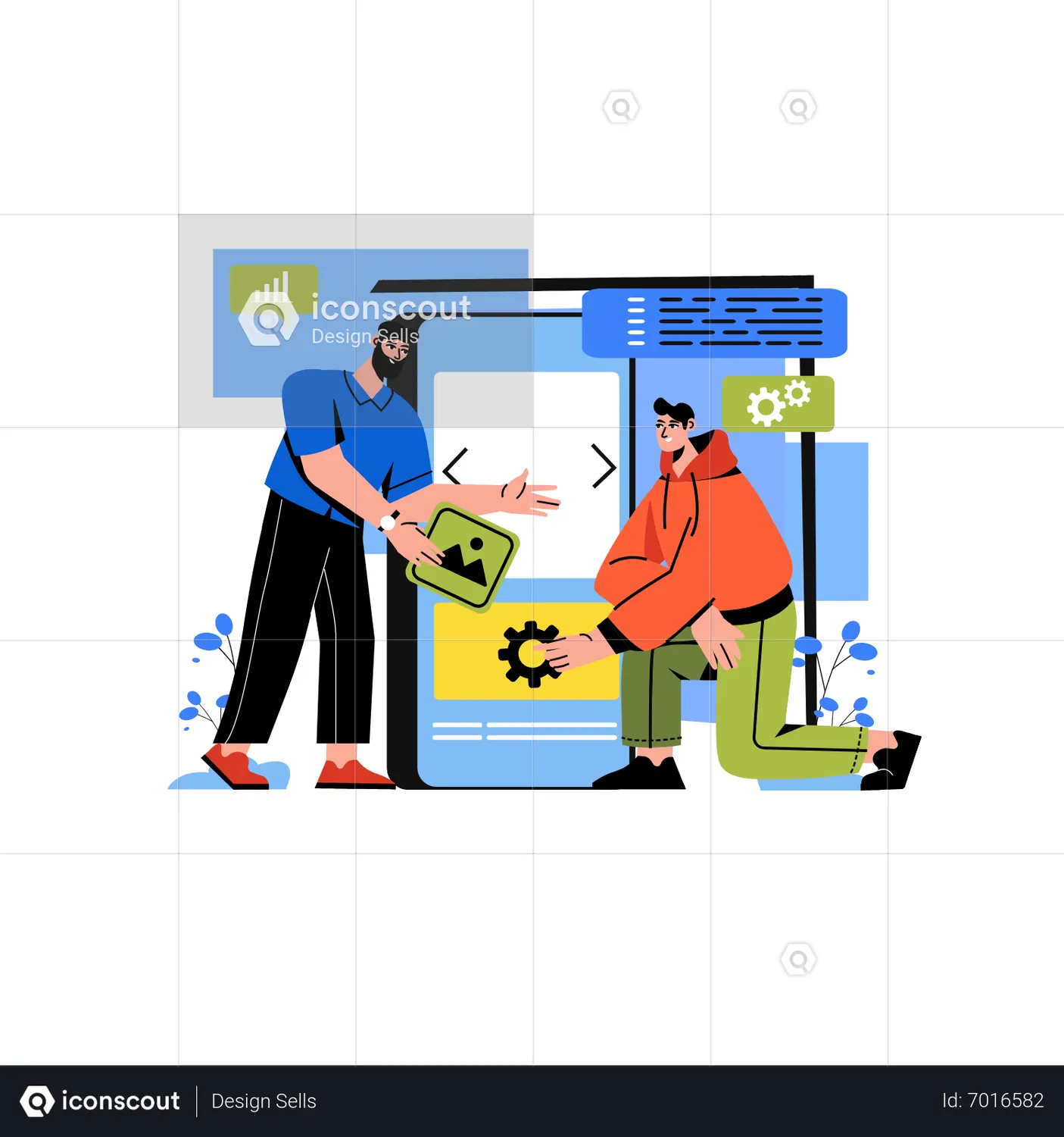 Designer and developer working in sync Animated Illustration download ...