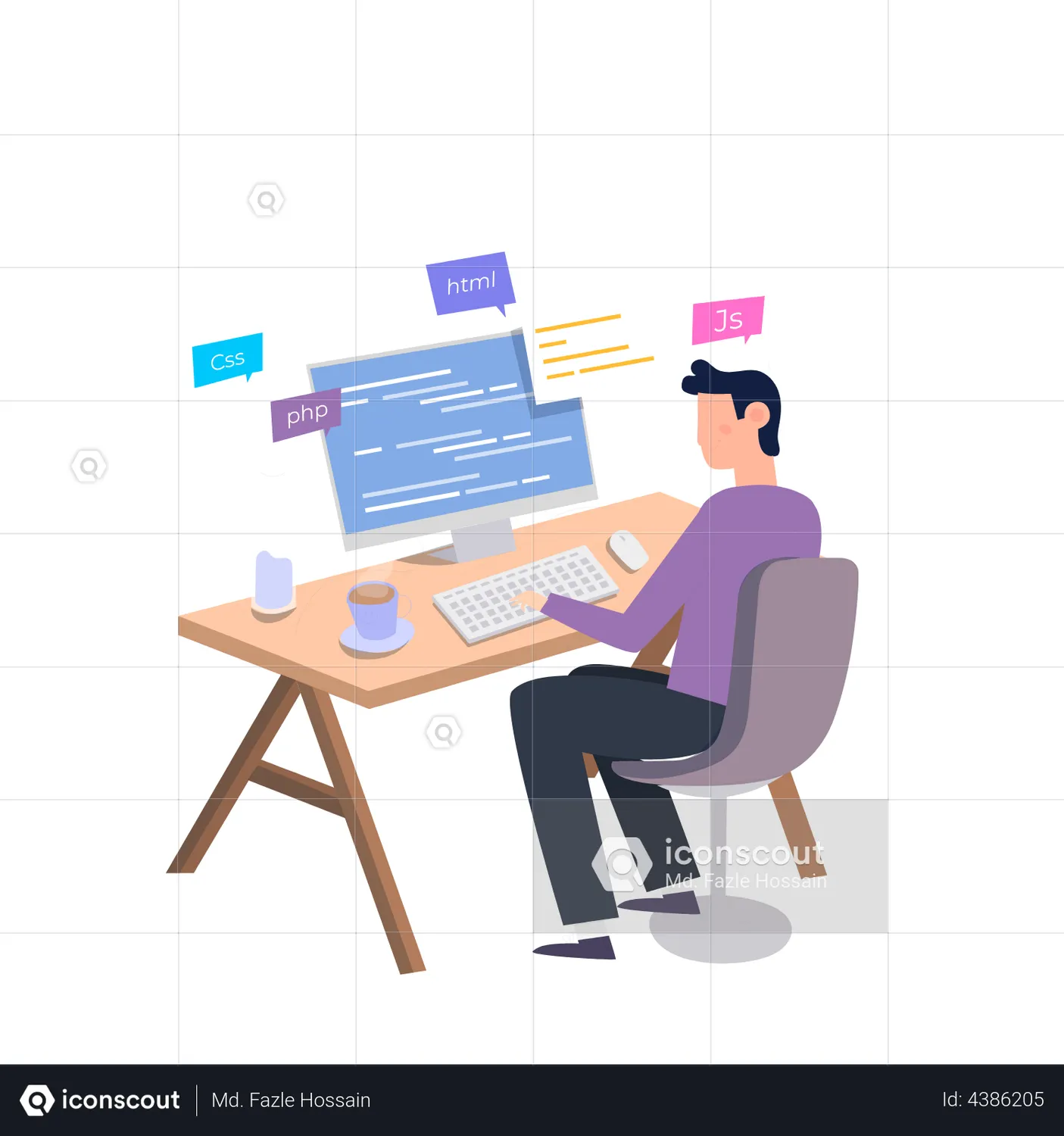 Developer Animated Icon download in JSON, LOTTIE or MP4 format
