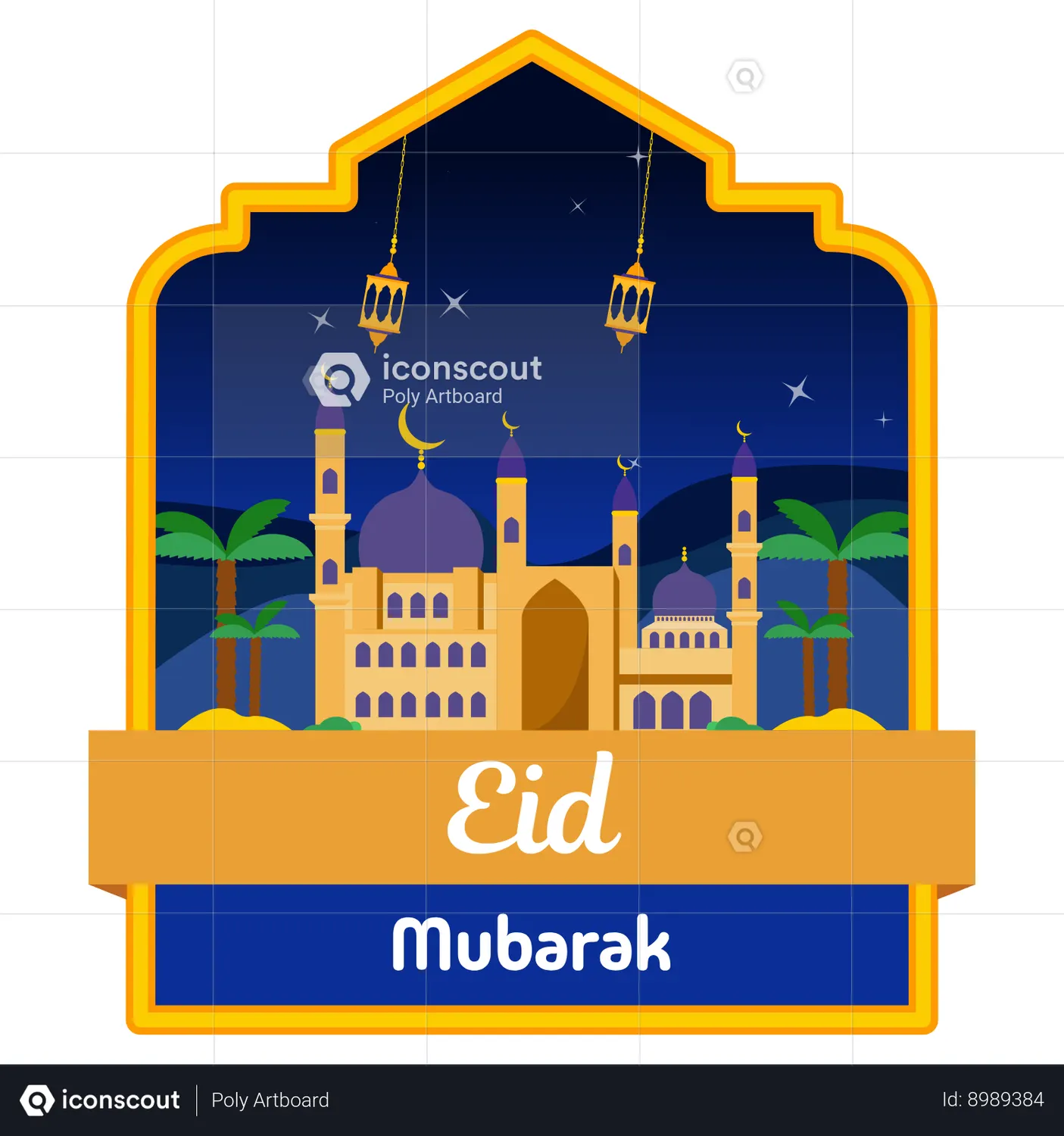 Eid Mubarak Mosque Animation - Free Download Culture & Religion Animations | IconScout