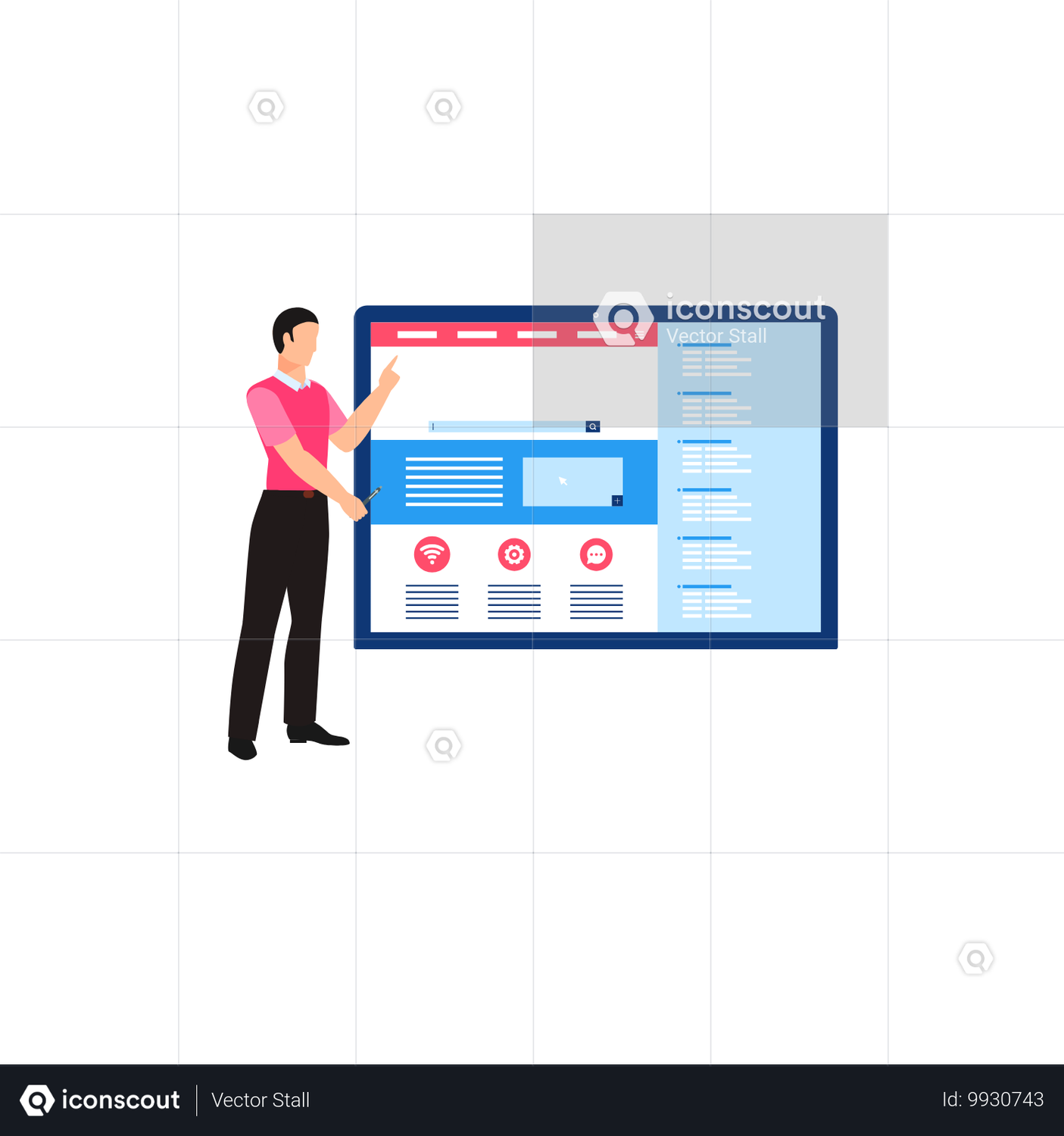 Animación El programador está explicando líneas de código. por Vector Stall | LottieFiles