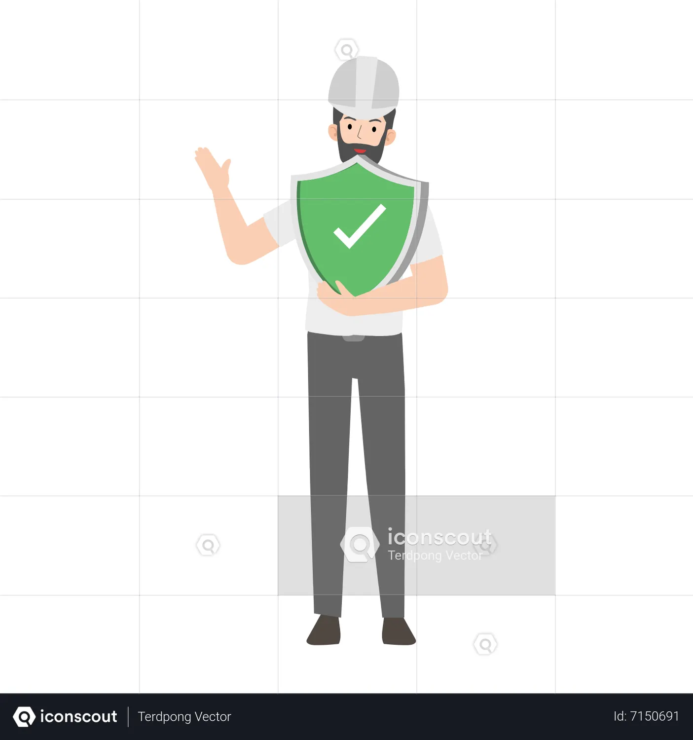 Engineer with security shield Animated Illustration download in JSON ...