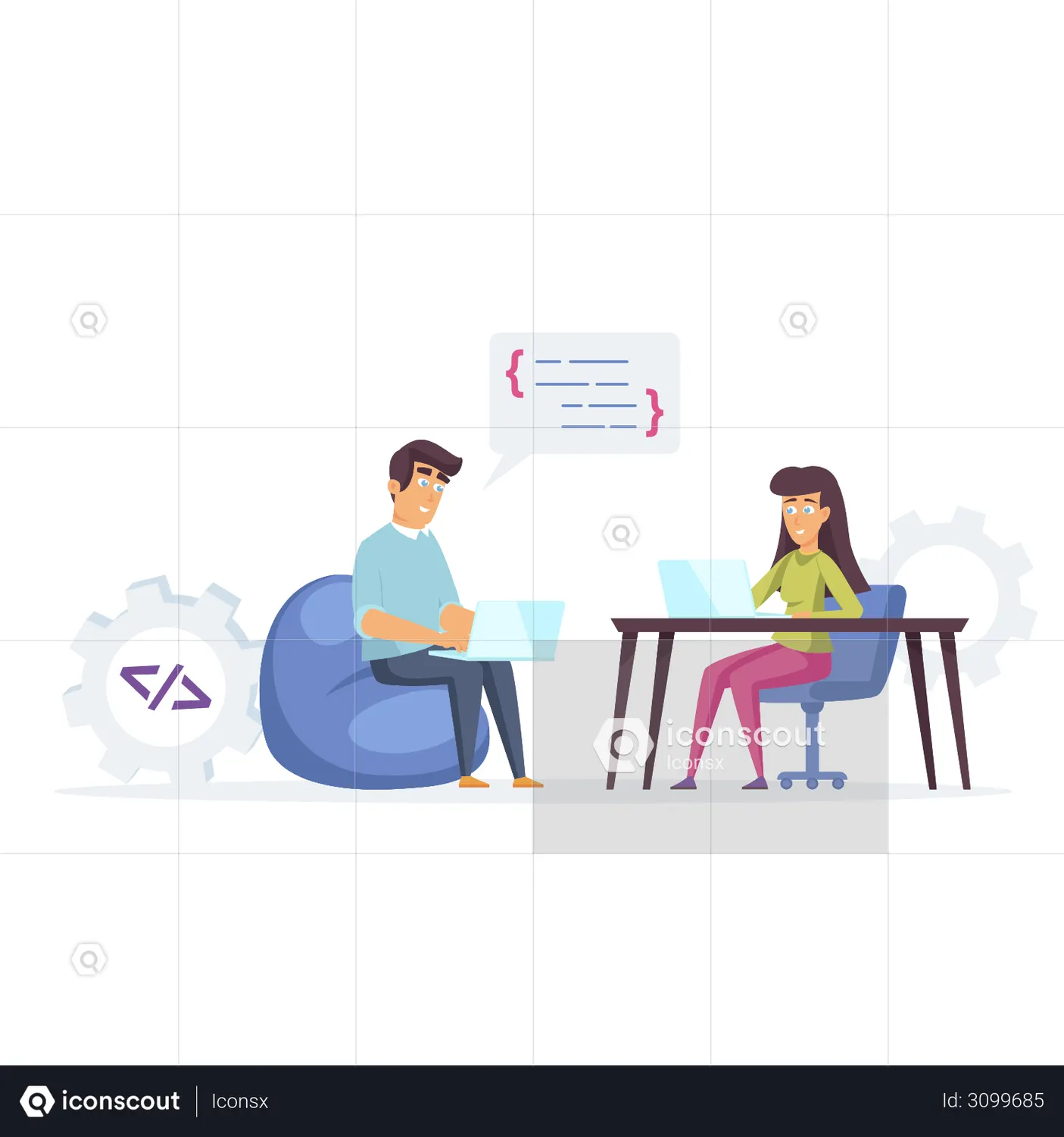 Female Developer Solving Bug From Code Animated Icon Download In Json