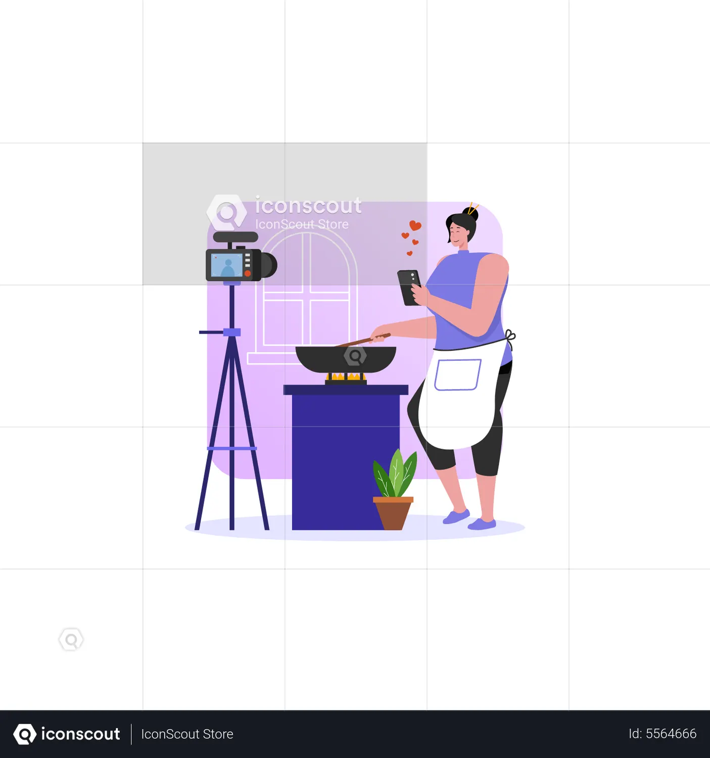 Female Food Vlogger Shooting Recipe Tutorial Illustration Lottie ... Female Food Vlogger Shooting Recipe Tutorial Illustration Lottie ...