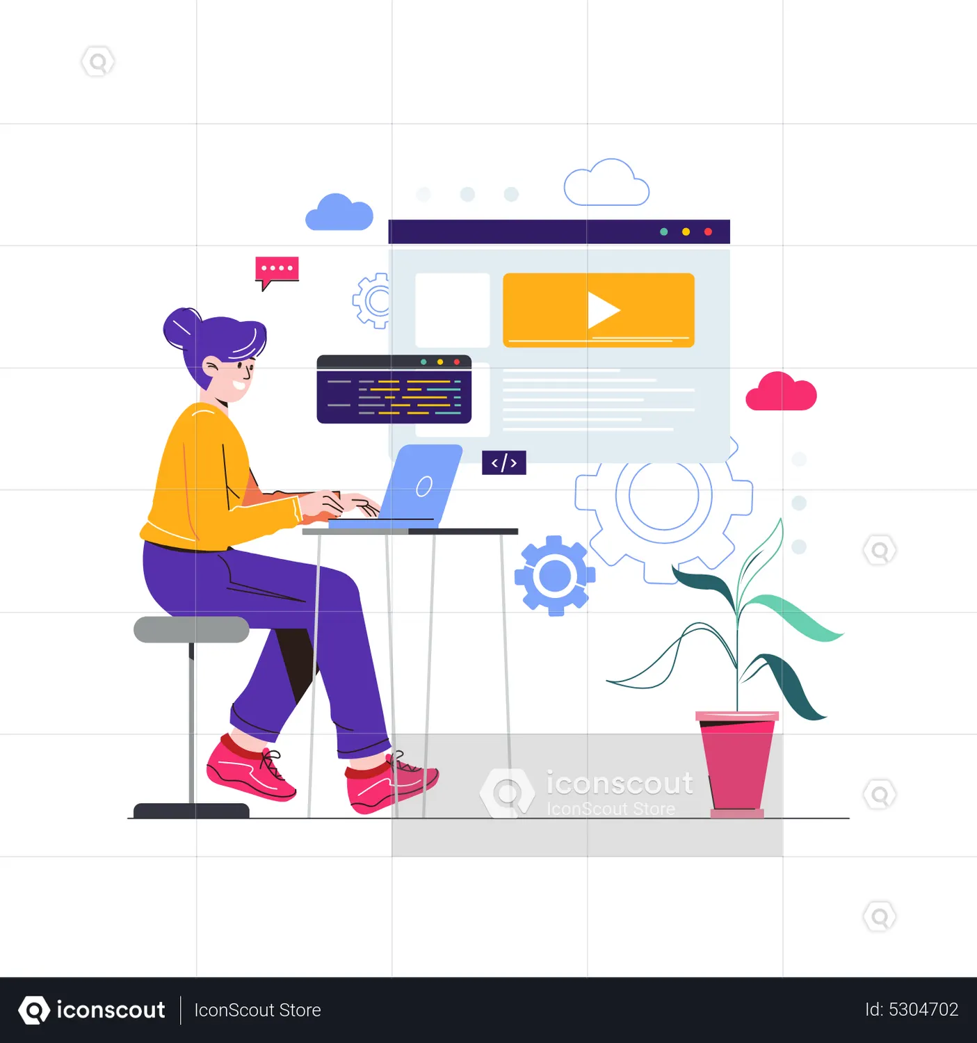 Female Programmer Developed Website Animation - Free Download Design ...