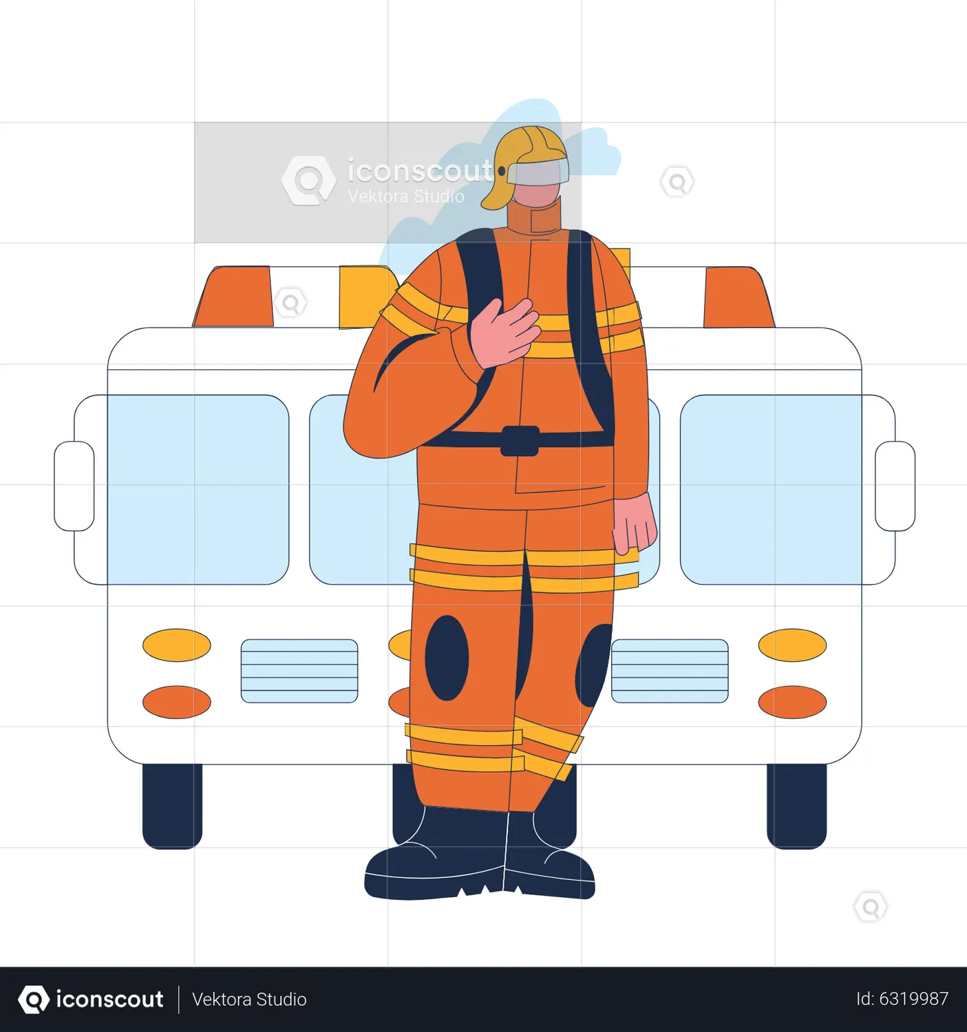 Firefighter Animated Illustration download in JSON, LOTTIE or MP4 format