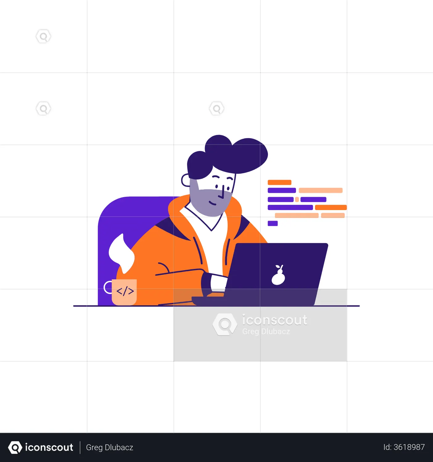 Freelance Developer Working On Laptop Animation - Free Download Design ...