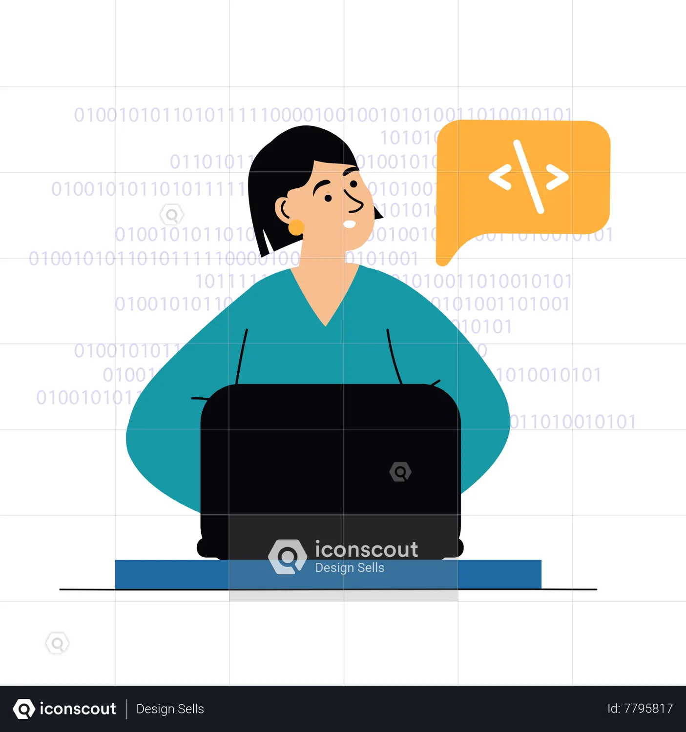 Girl Doing Coding Work Lottie Animation - Free Download Seo & Web Lottie Animations | IconScout