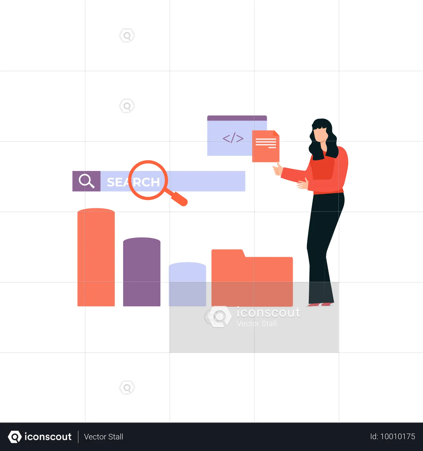Girl Is Exploring Graph Coding Animation - Free Download Seo & Web ...