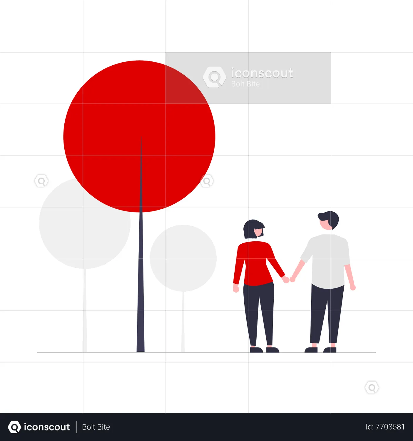 Happy Couple Holding Hands Animated Illustration Download In Json