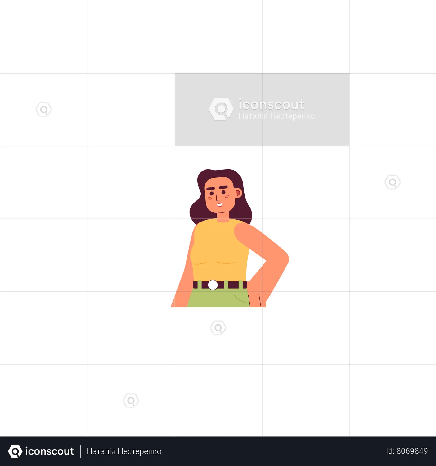 Happy hispanic young adult woman tilting head Animated Illustration ... Happy hispanic young adult woman tilting head Animated Illustration ...