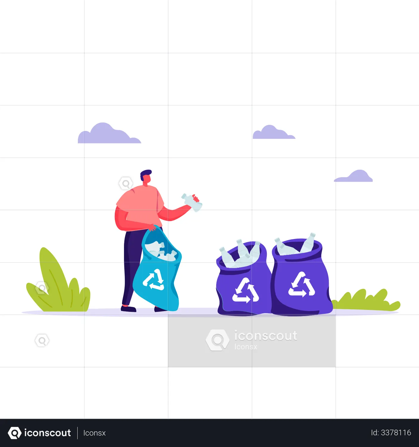 Homem Classificando Resíduos Recicláveis Animation Download Gratuito