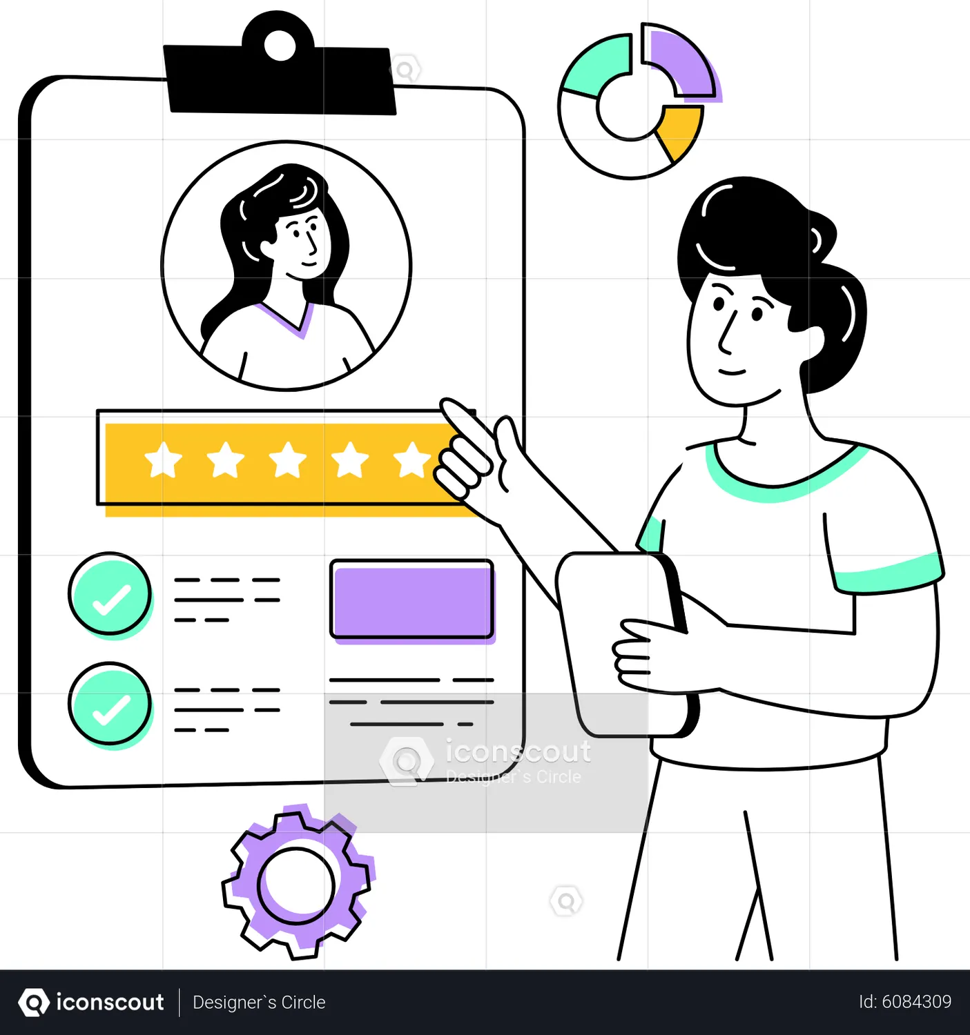 HR Review Animated Illustration download in JSON, LOTTIE or MP4 format