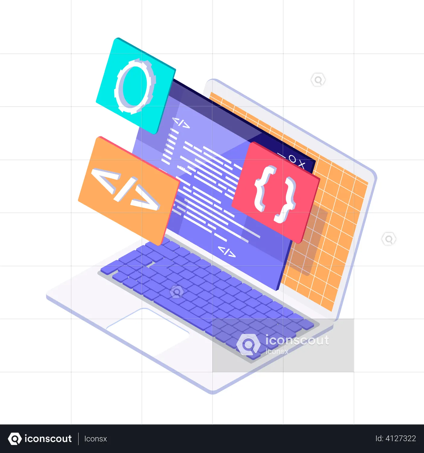 Laptop Coding Animated Icon download in JSON, LOTTIE or MP4 format