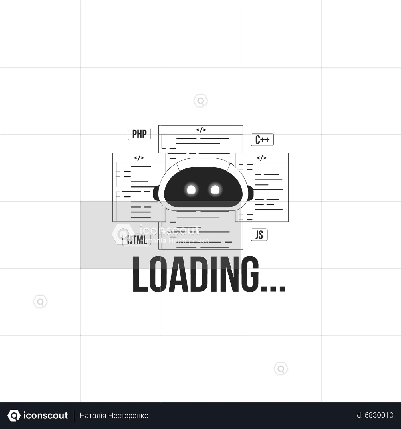 Loading AI coding assist Animated Illustration download in JSON, LOTTIE ...