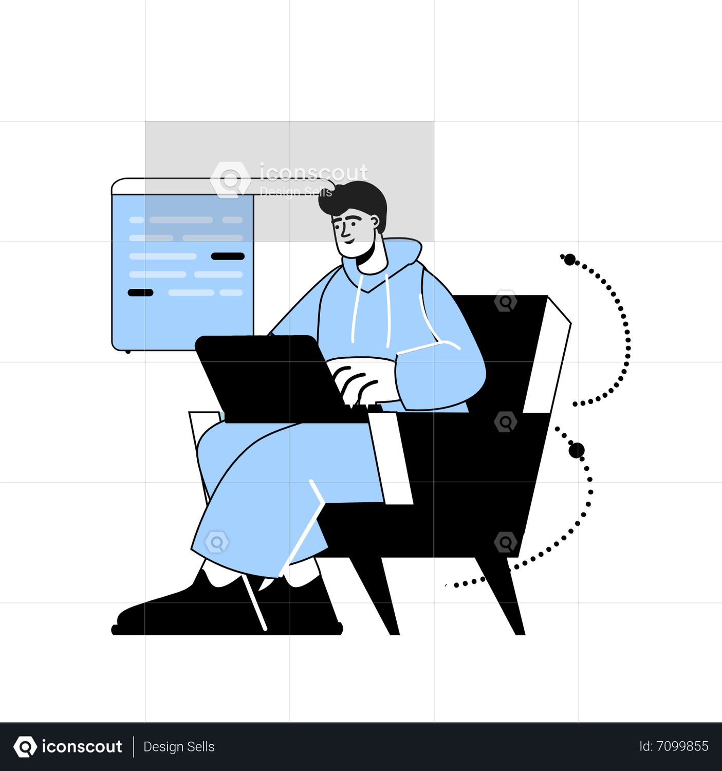 Male Developer working on laptop 애니메이션 by Design Sells | LottieFiles