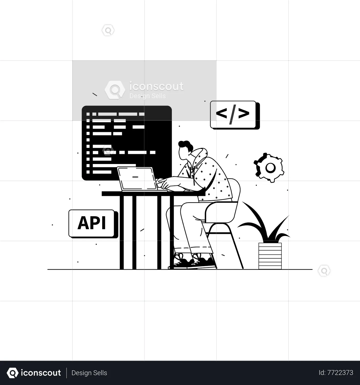Male Web Developer Working On Laptop Animation - Free Download Design ...