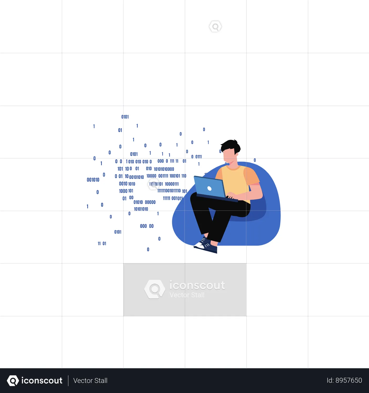 Man Doing Binary Coding On Laptop Animation Free Download Design And Development Animations