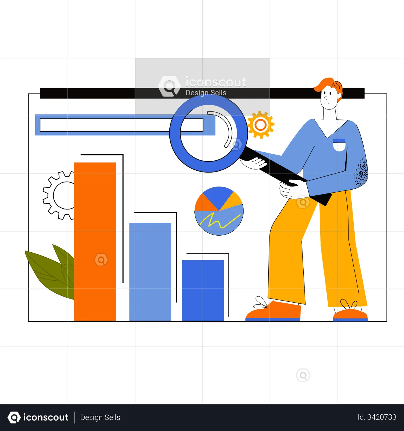 Man Doing Data Analysis Animation Free Download Business Animations