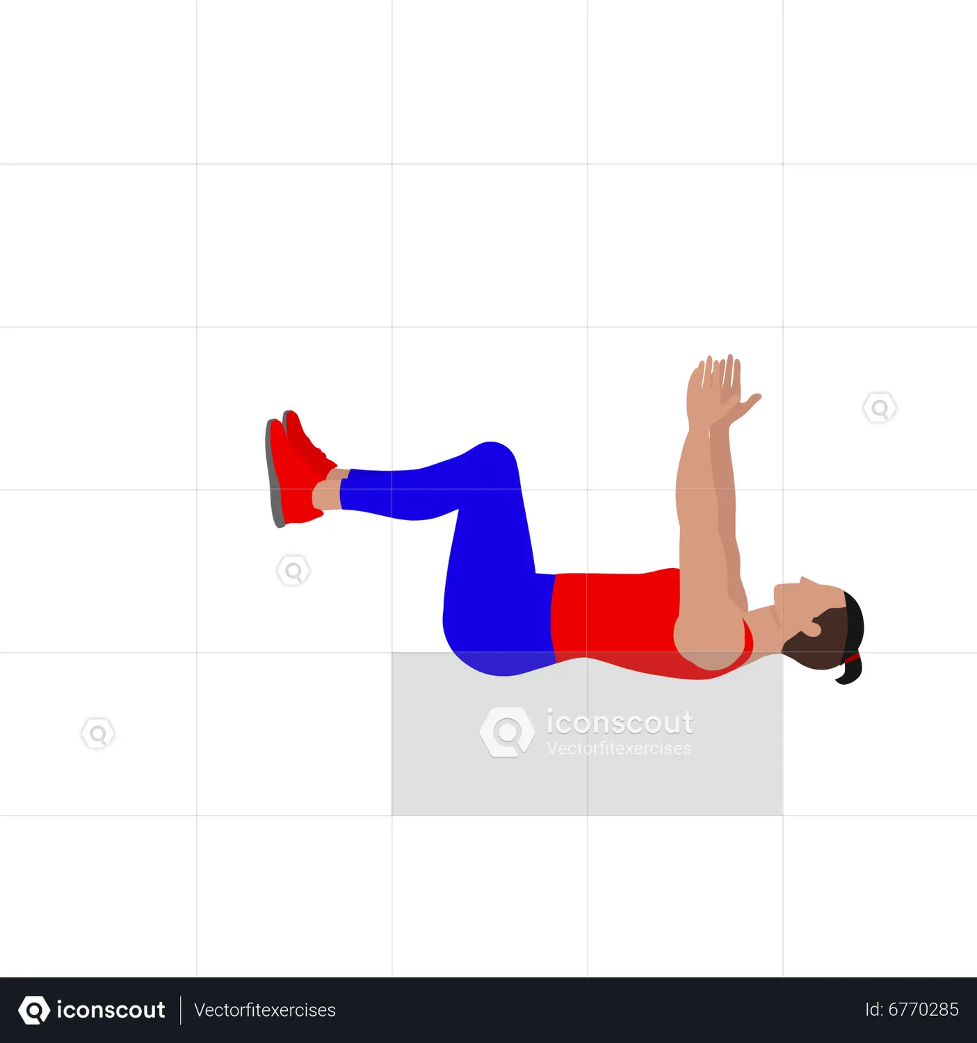 Man Doing Dead Bug Leg Lowering Exercise Animated Illustration Download In Json Lottie Or Mp4