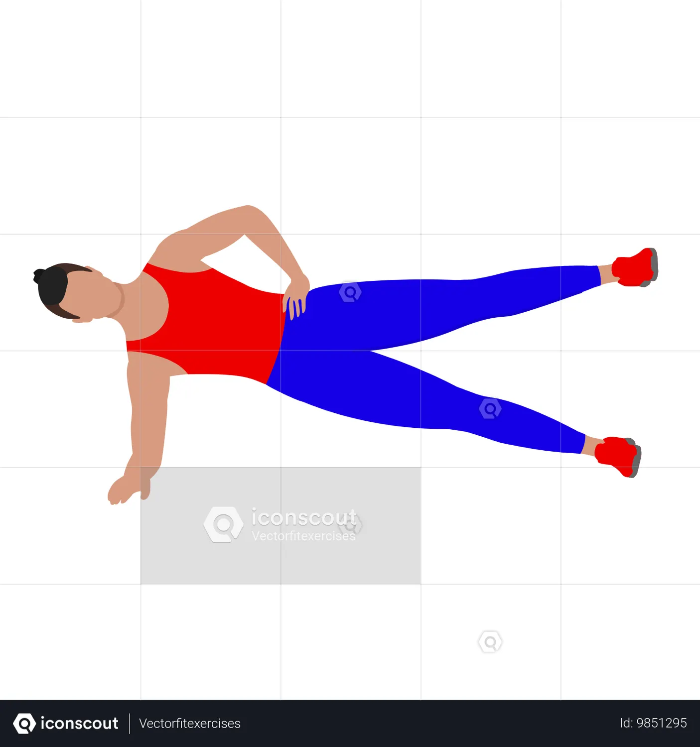 Man Doing Side Plank Hip Abduction Exercise For Legs Animation - Free ...