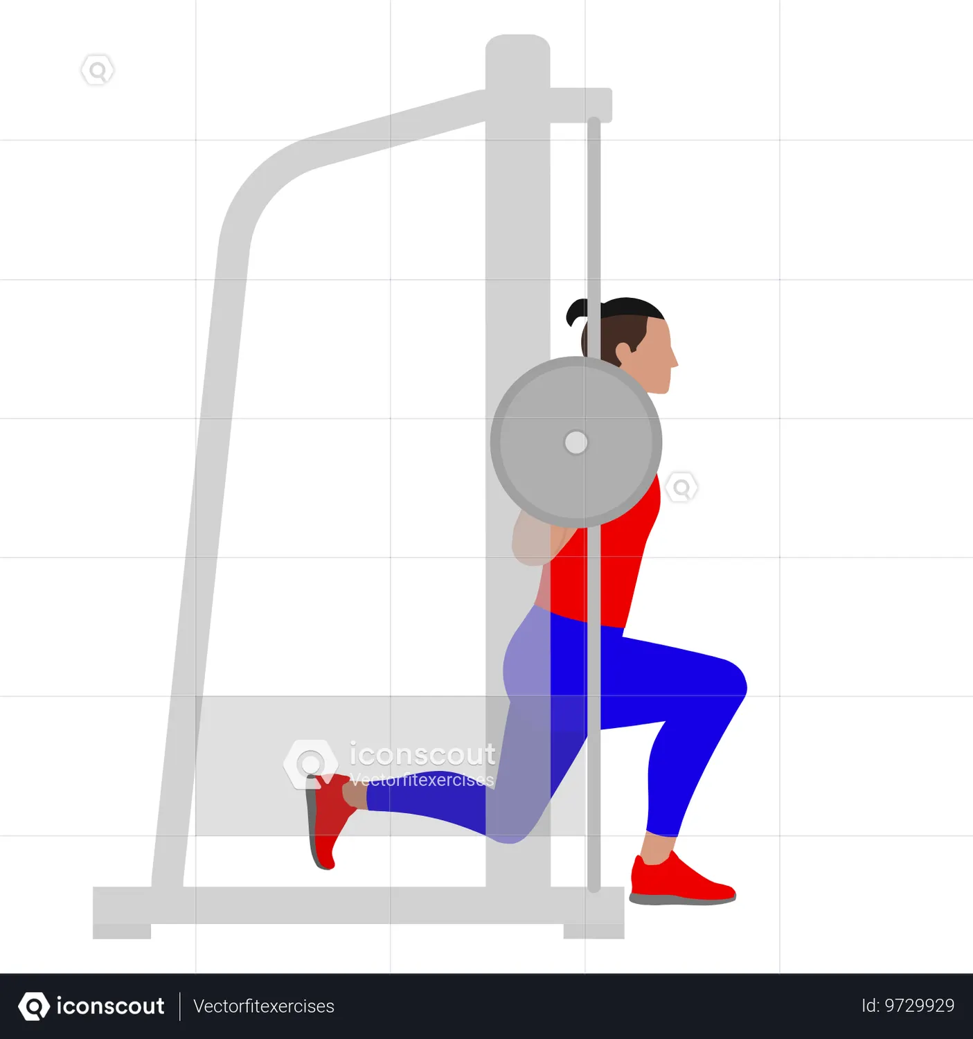 Man Doing Smith Reverse Lunge Exercise For Legs Animation Free