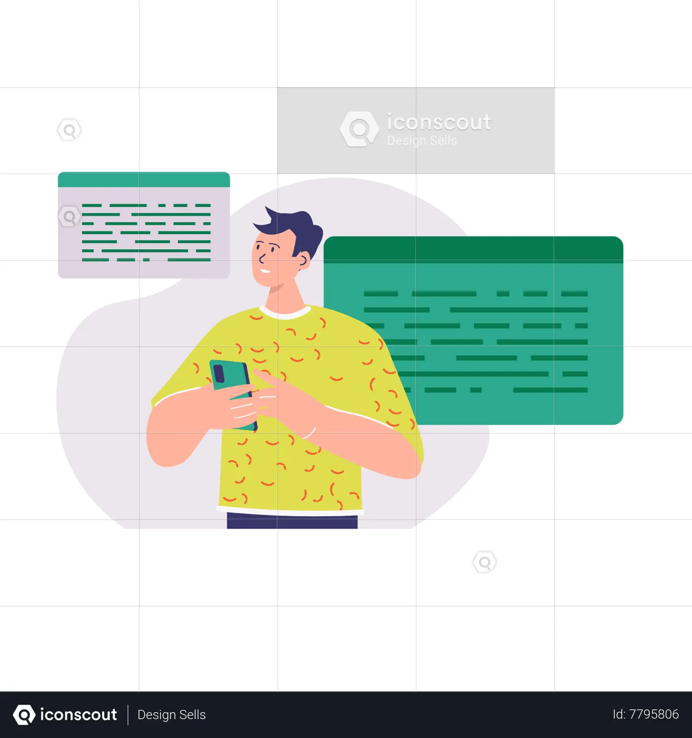 Man doing software Testing Animated Illustration download in JSON ...