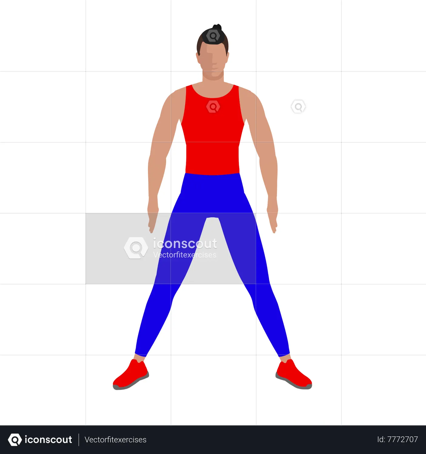 Man Doing Sumo Squat Jumps Exercise Animated Illustration Download In