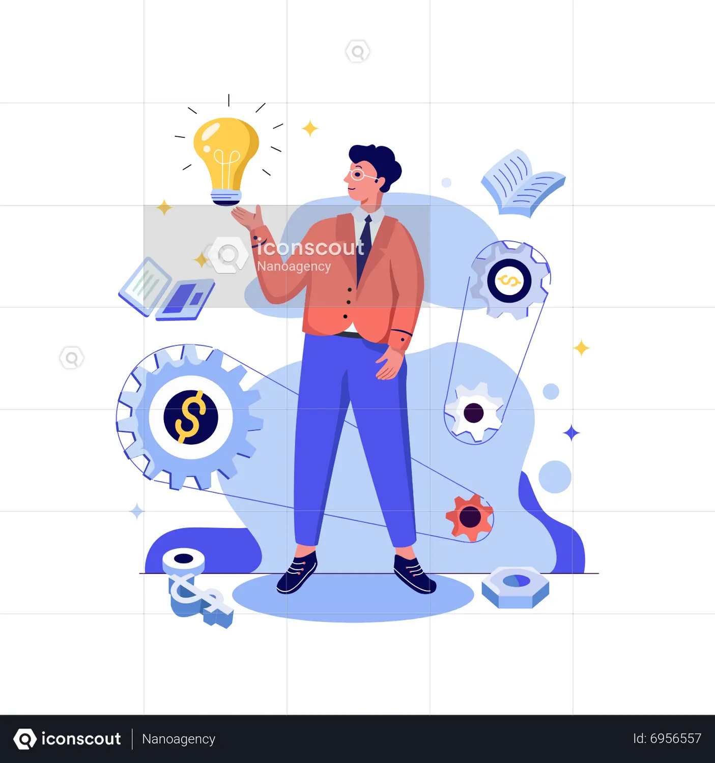 Man finding new idea Animated Illustration download in JSON, LOTTIE or ... Man finding new idea Animated Illustration download in JSON, LOTTIE or ...