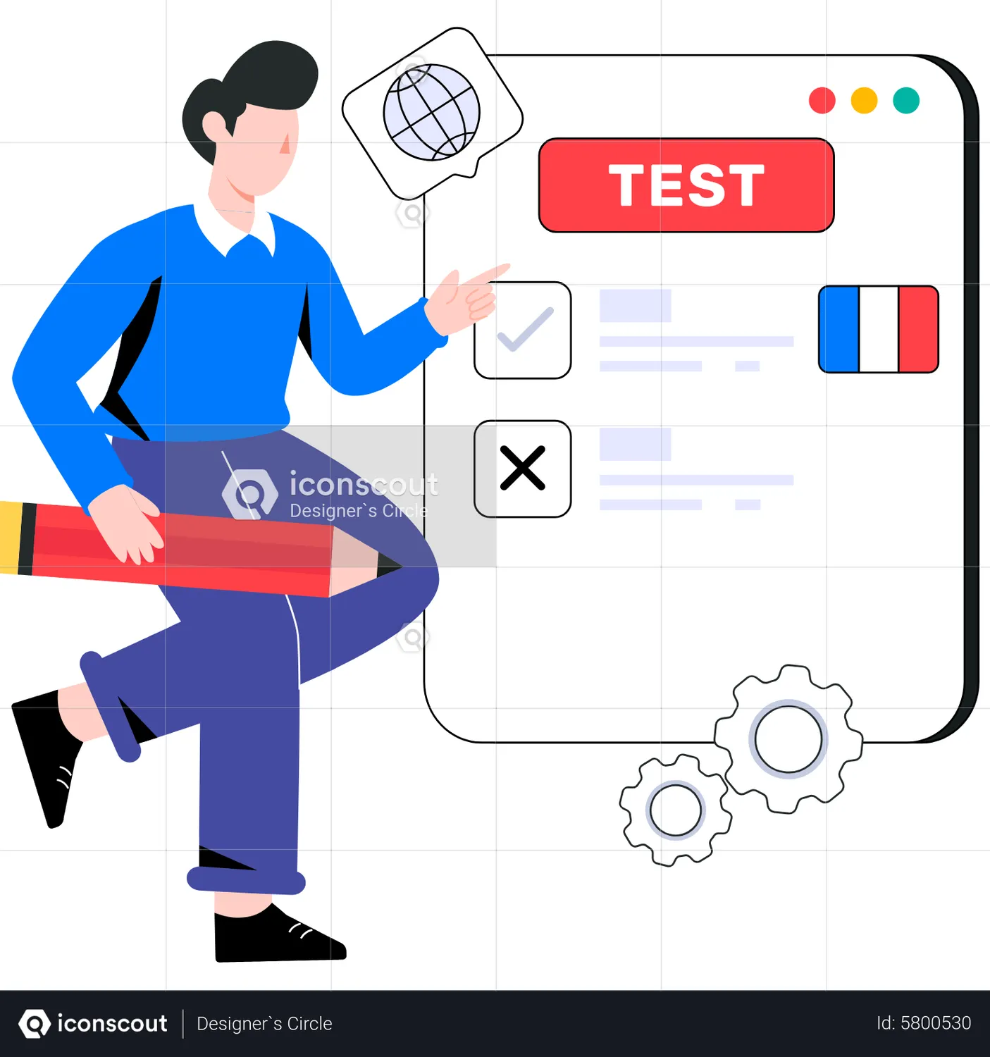 Man give online language test Animated Illustration download in JSON ...