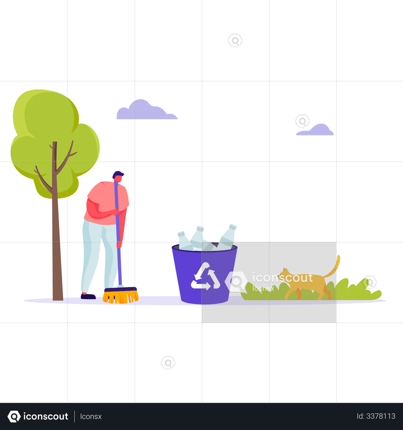 Man throwing plastic into recycle bin Animation by Iconsx | LottieFiles