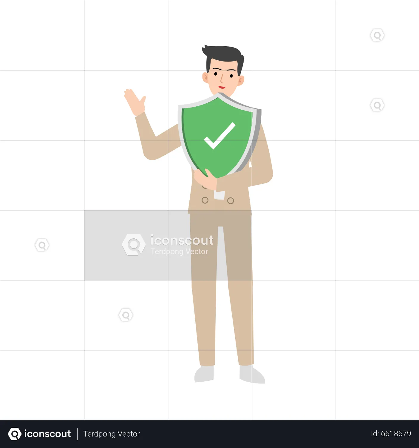 Man with security shield Animated Illustration download in JSON, LOTTIE ...