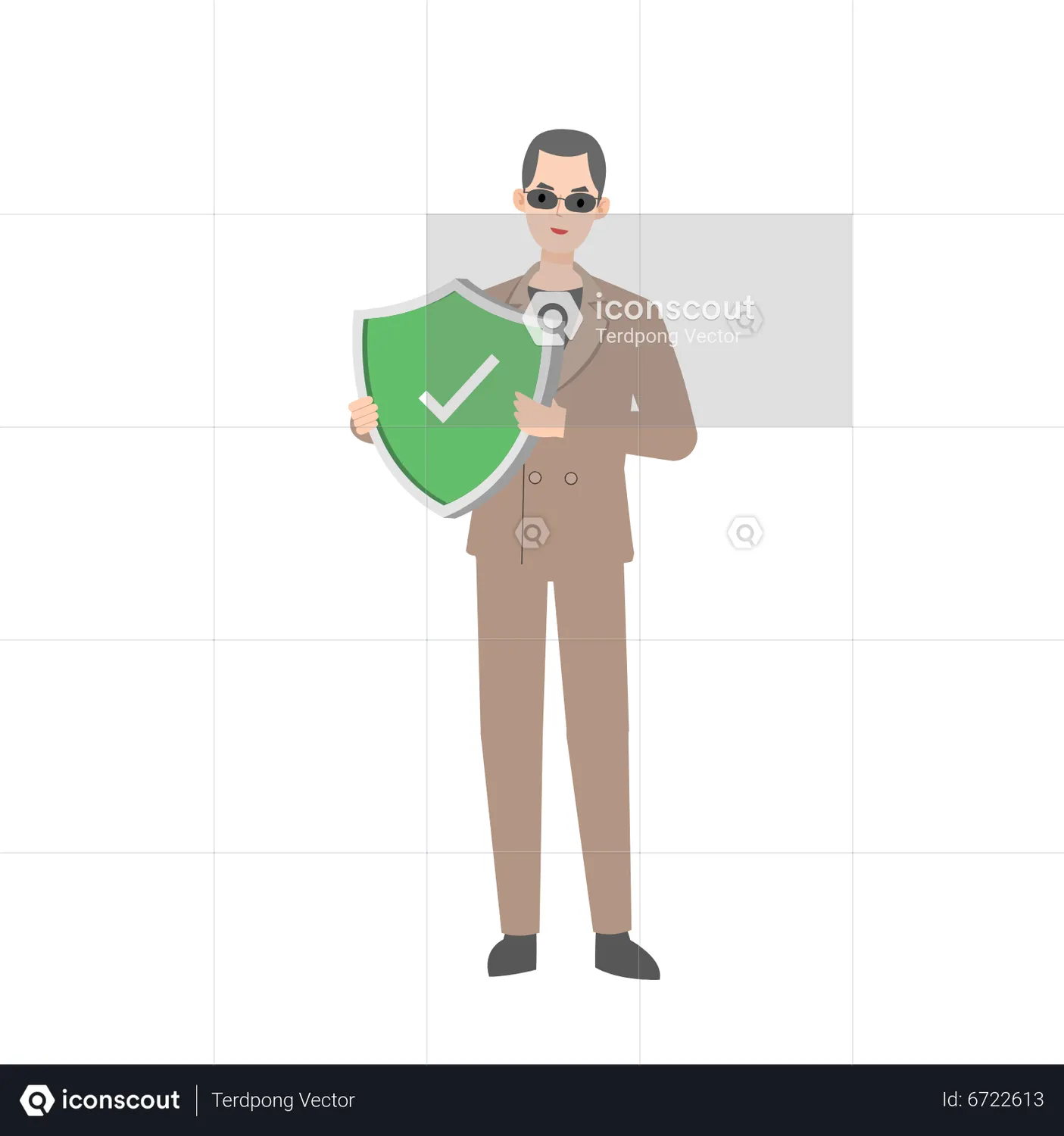 Man with security shield Animated Illustration download in JSON, LOTTIE ...