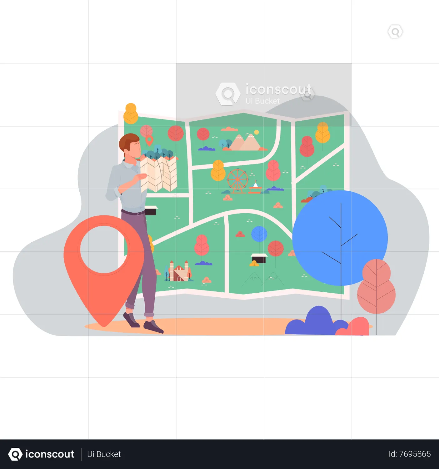 Map Navigation Animated Illustration download in JSON, LOTTIE or MP4 format