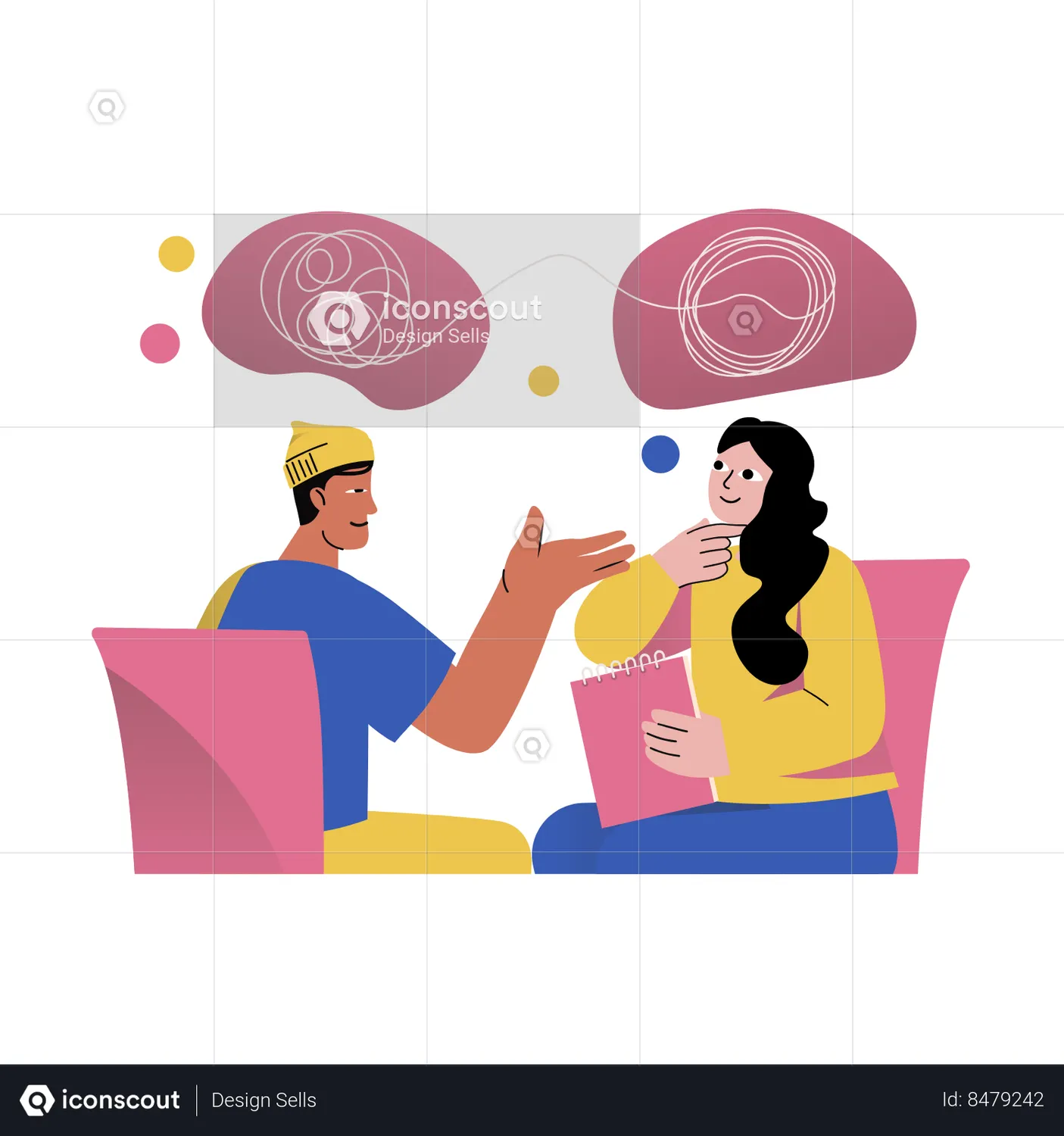 Mental health conversation Animated Illustration download in JSON ...