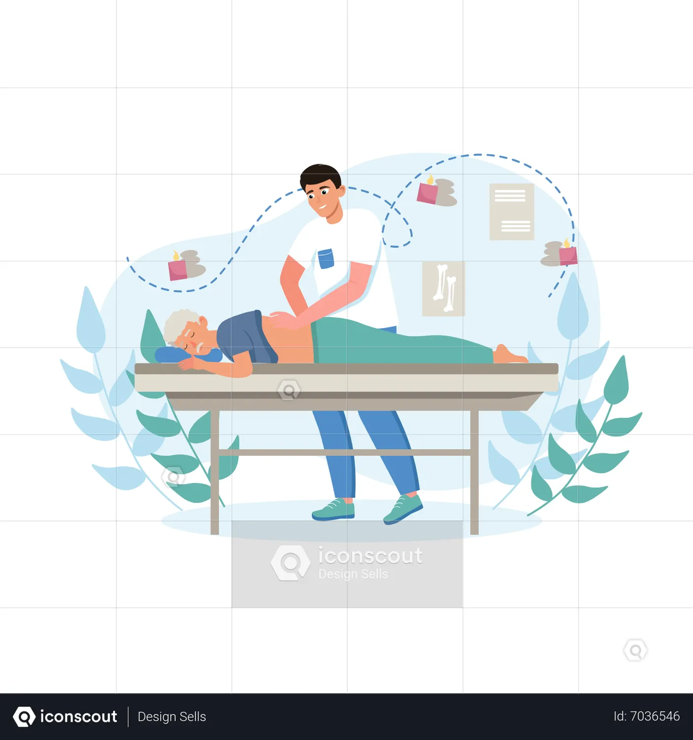 Old Aged Man Getting Back Massage Animation Free Download