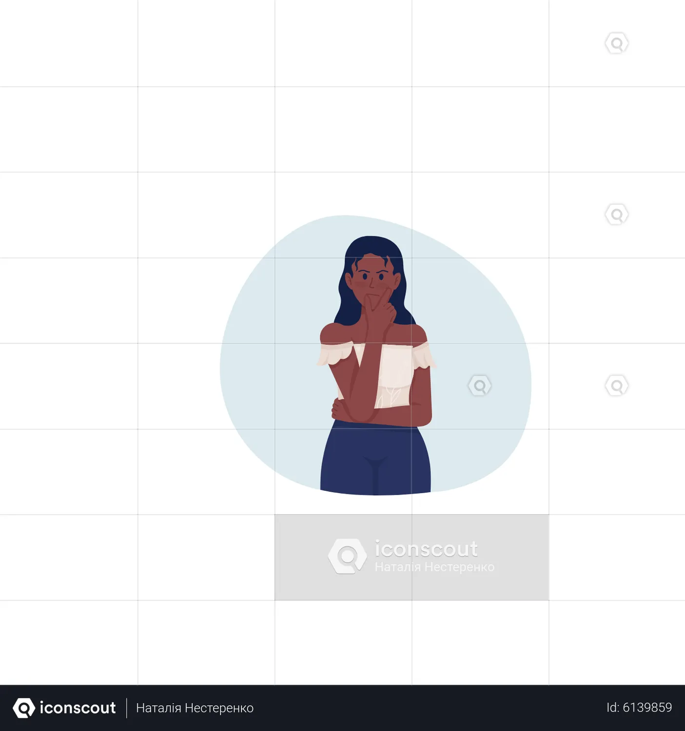 Perplexed lady Animated Illustration download in JSON, LOTTIE or MP4 format