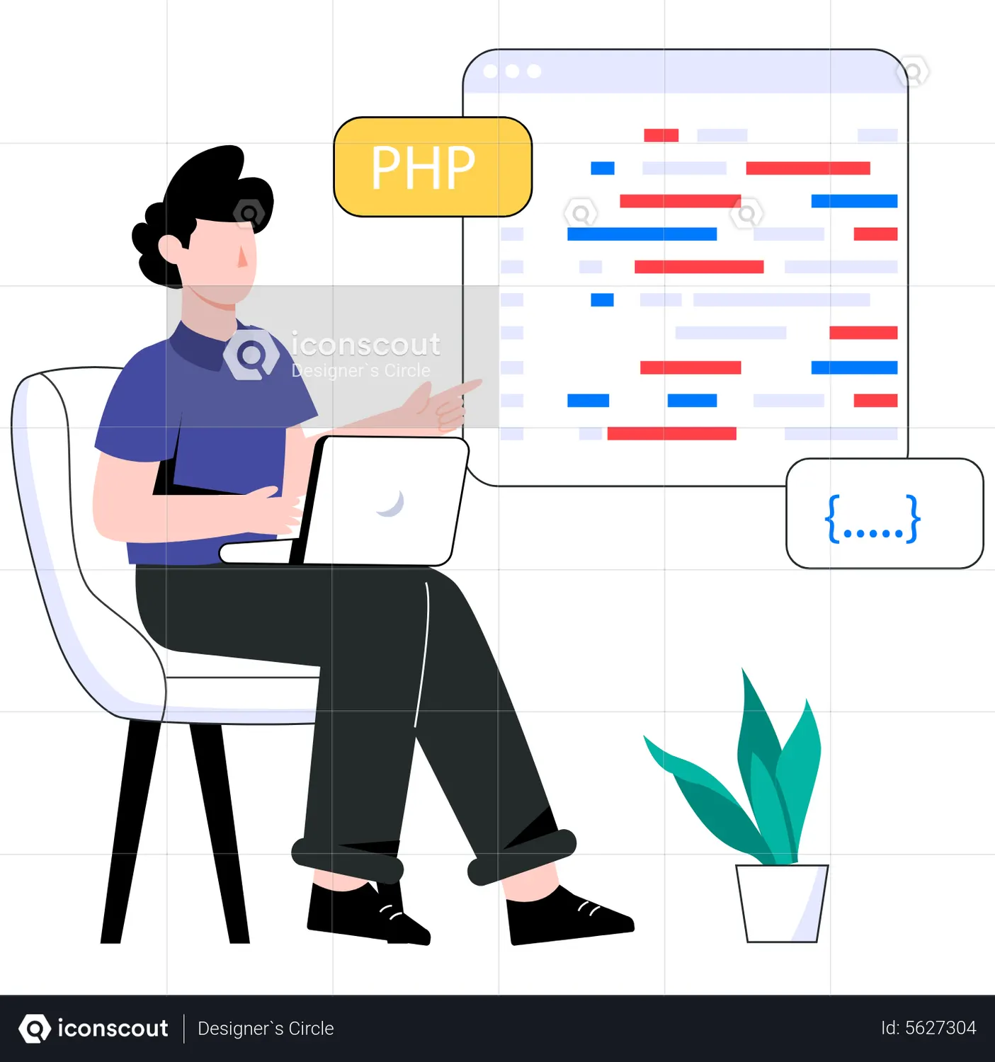 Obtén Programador Masculino Desarrolló Codificación PHP Animation de ...