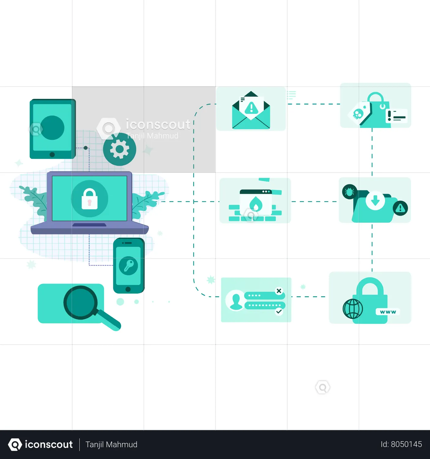 Protect Cyber Attacks Animated Illustration Download In Json Lottie Or Mp4 Format