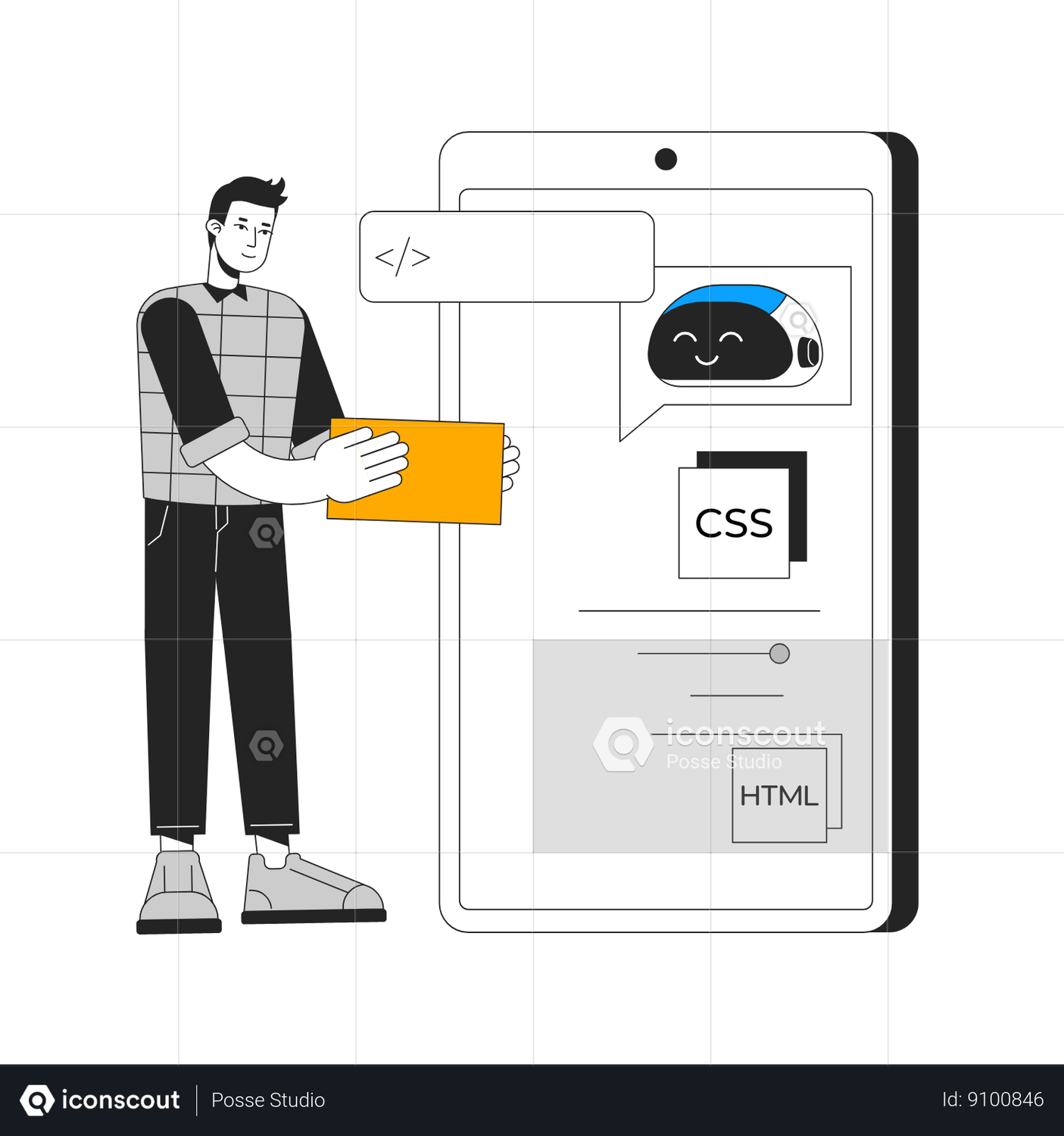 Robot Coding Animation by Posse Studio | LottieFiles