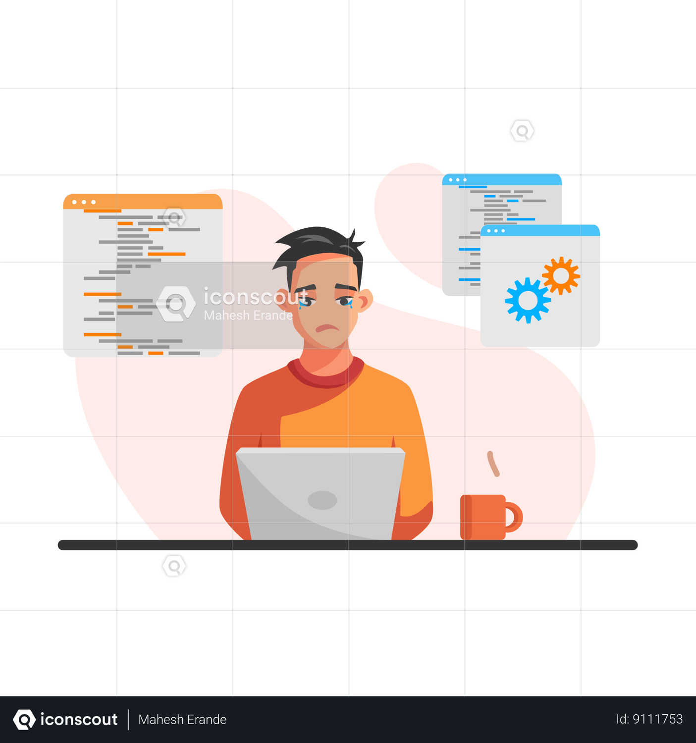 Sad Programmer Male Animation by Mahesh Erande | LottieFiles