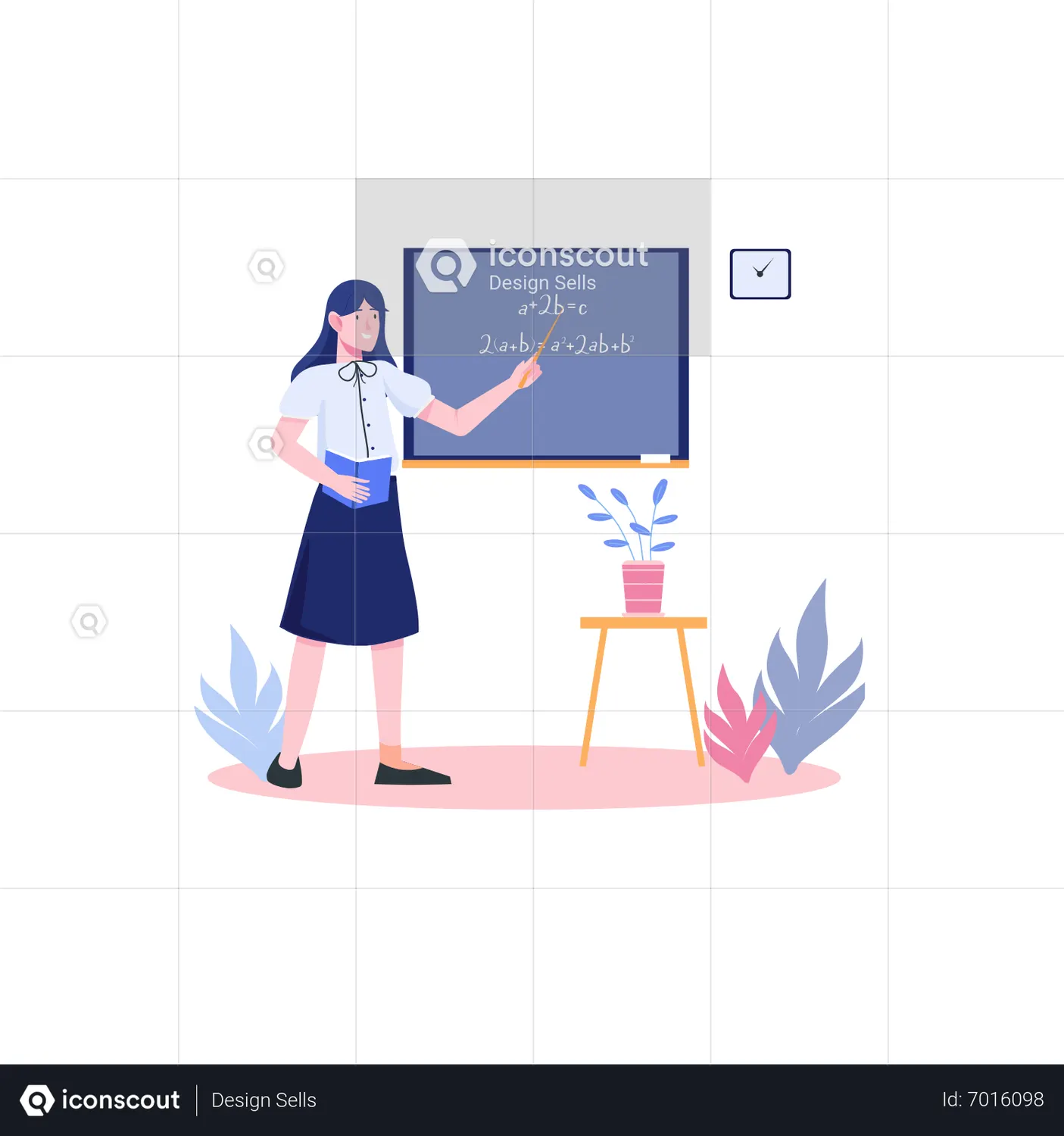 School teacher explains the mathematical in the classroom Animated ...